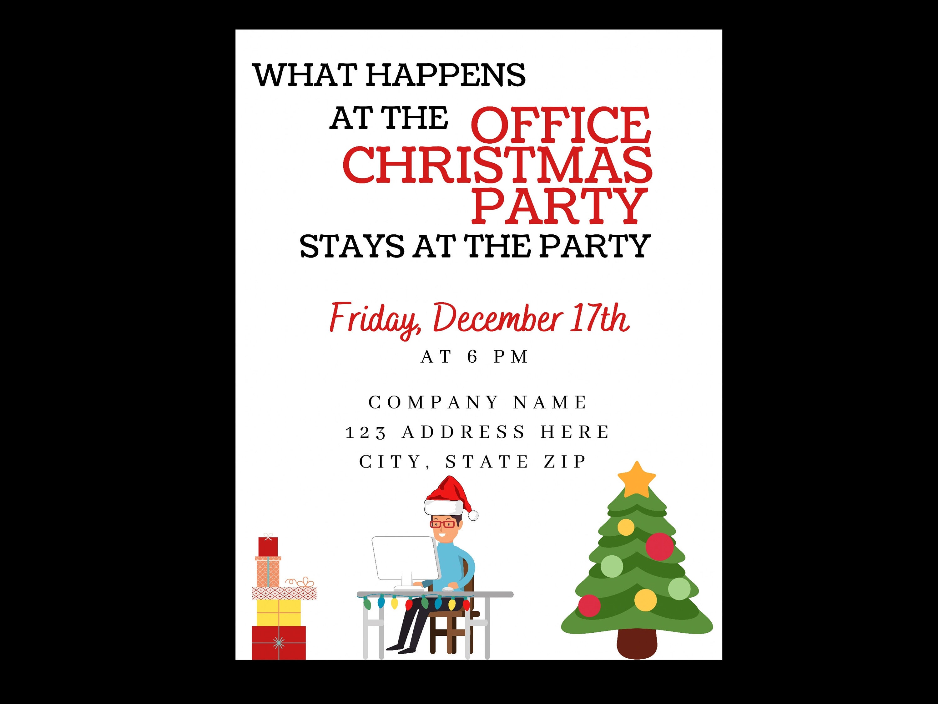 EDITABLE Office Christmas Party Flyer, Email Invite, Company Holiday ...