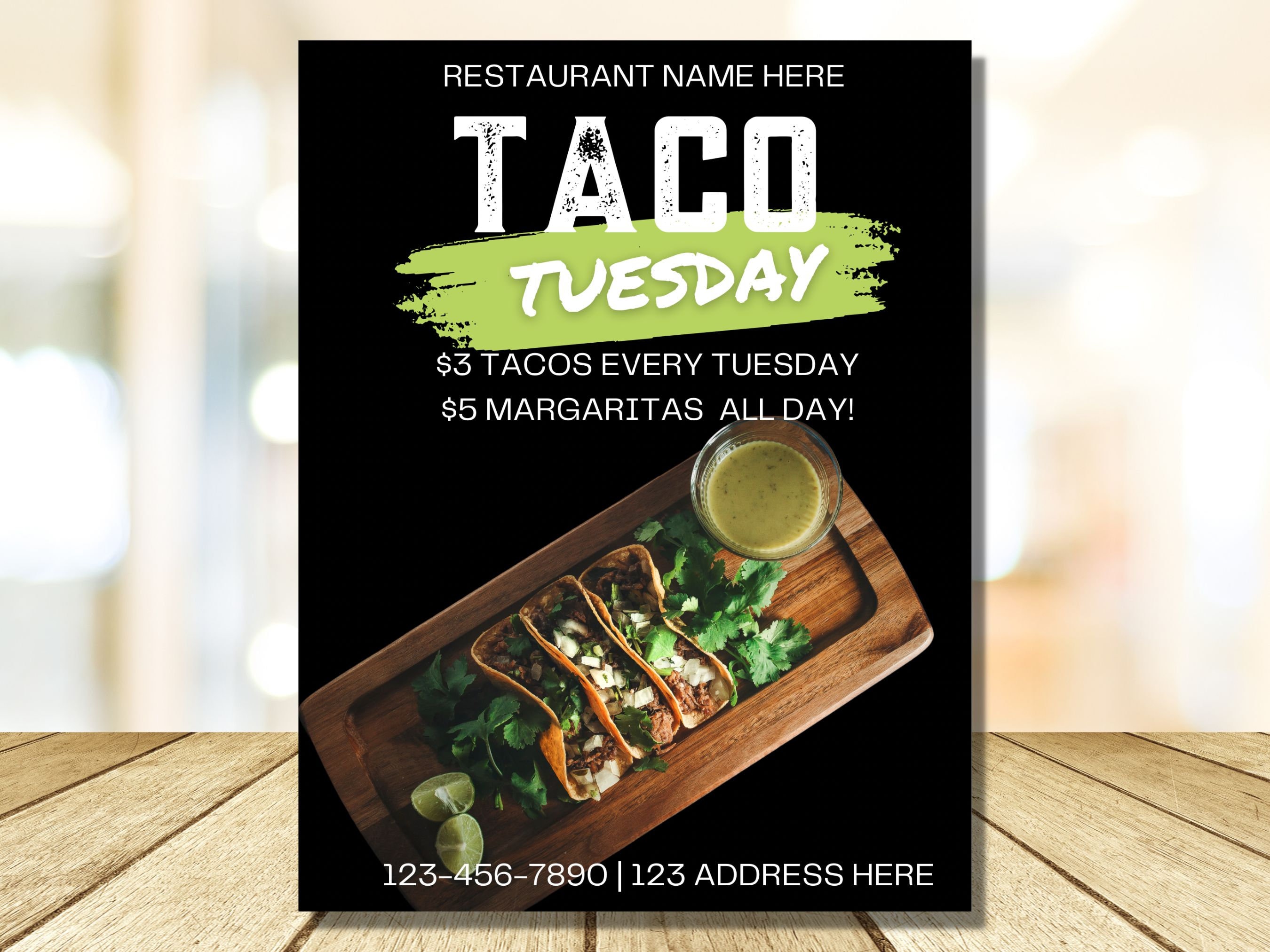 Editable Taco Tuesday Flyer, Restaurant Flyer, Taco Sale, Restaurant ...