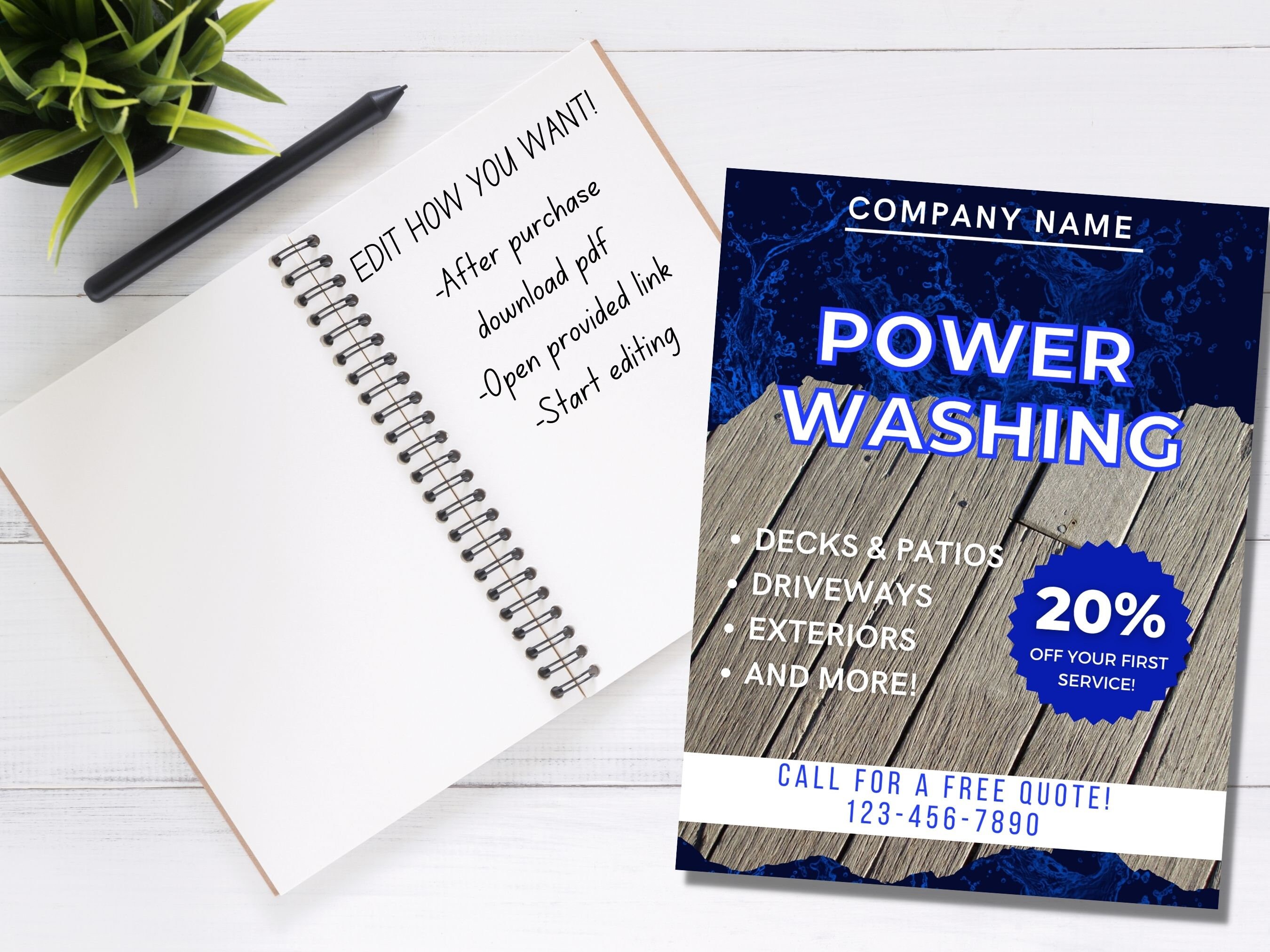 Editable Power Washing Flyer, Power Washing Marketing, Editable Flyer ...