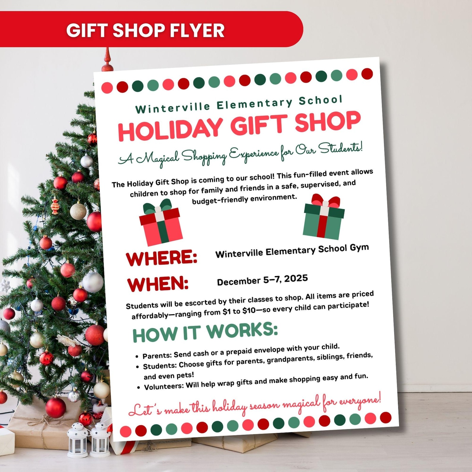 Holiday Shop Flyer, School Shopping Event Flyer, Christmas Shopping ...