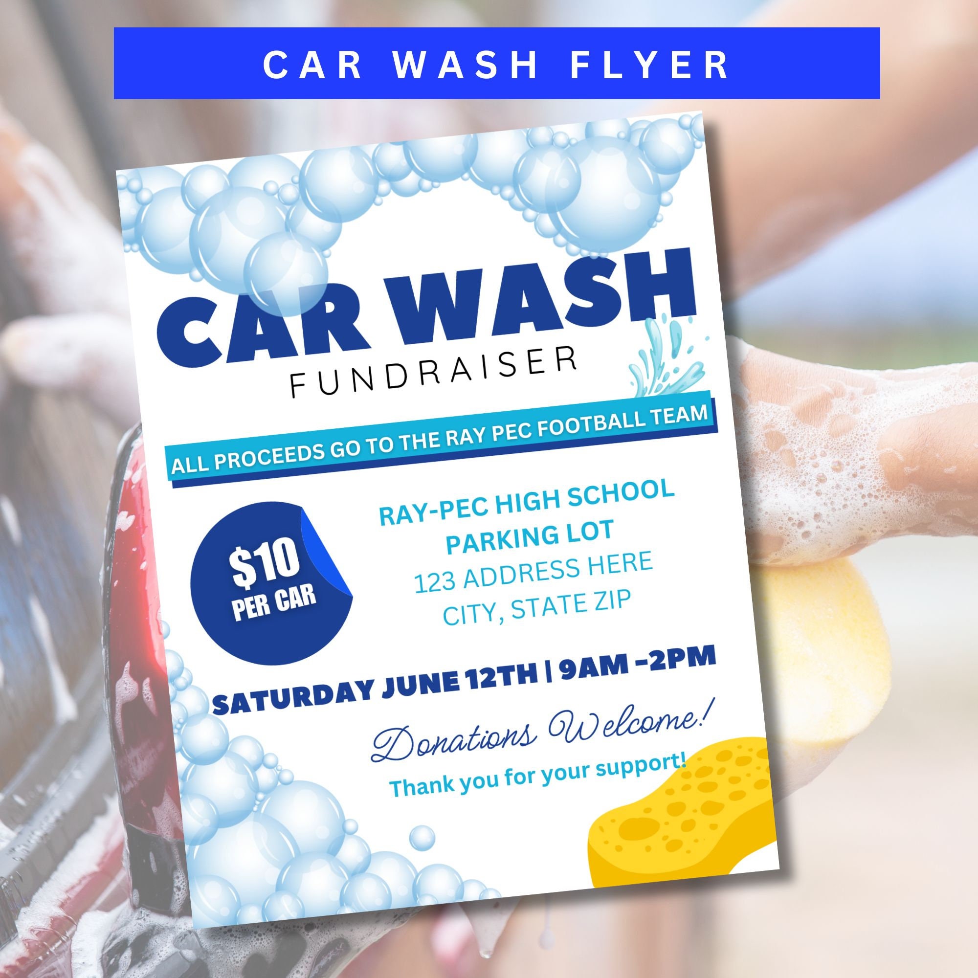 Car Wash Flyer Template, Car Wash Fundraiser Flyer, Canva Template, Car ...