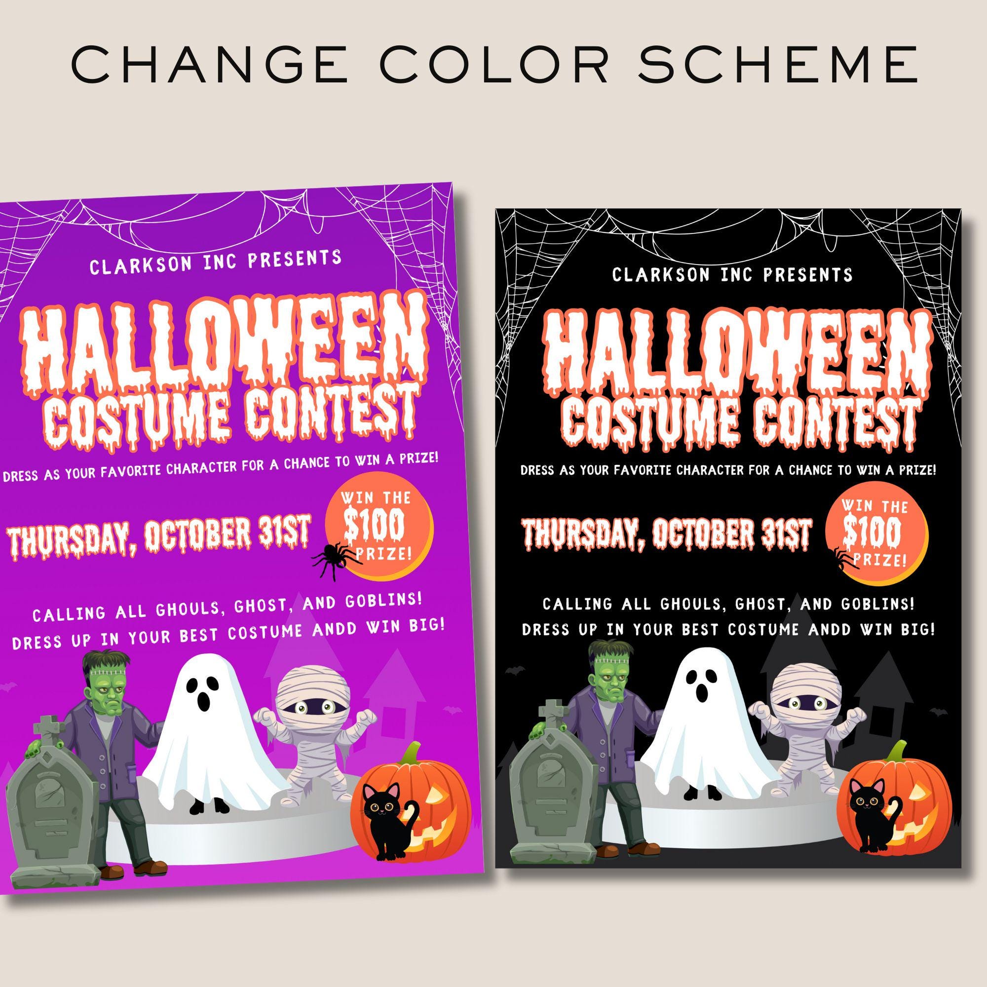 Halloween Costume Contest Flyer, Company Costume Contest, Halloween ...