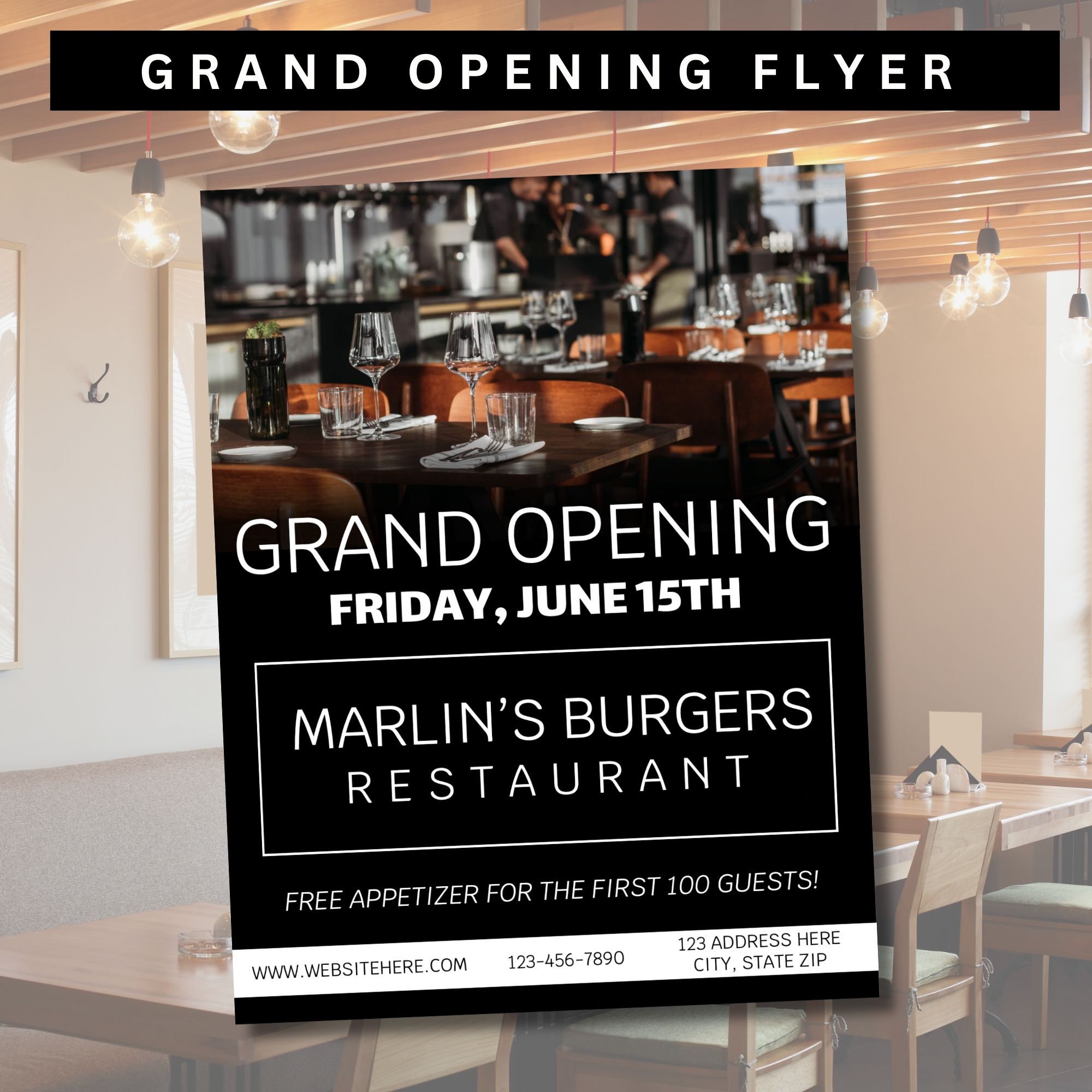 Editable Grand Opening Flyer, Opening Day Flyer, Restaurant Flyer ...