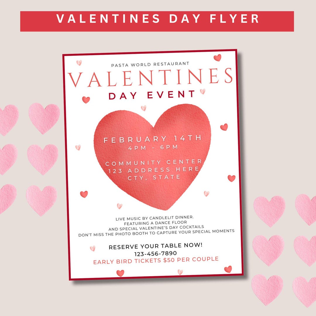 Editable Valentines Day Event Flyer, Valentines Fundraiser Flyer ...
