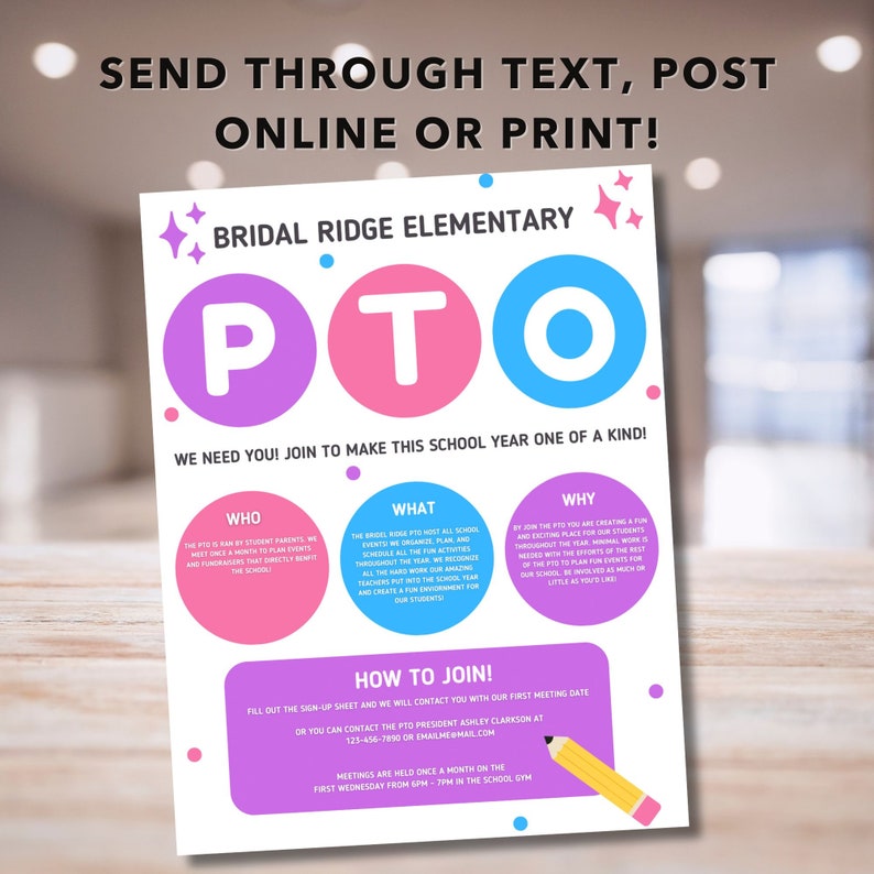 PTO School Flyer, PTO Sign up Sheet, PTA Flyer, Pta Sign up Flyer ...