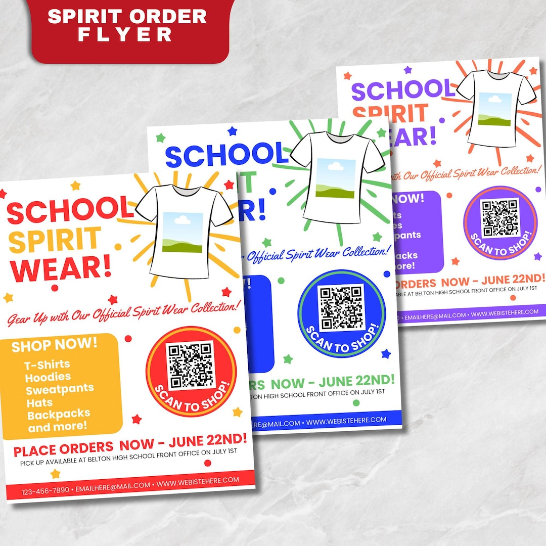Editable School Spirit Flyer, School Fundraiser Flyer, School Merch ...
