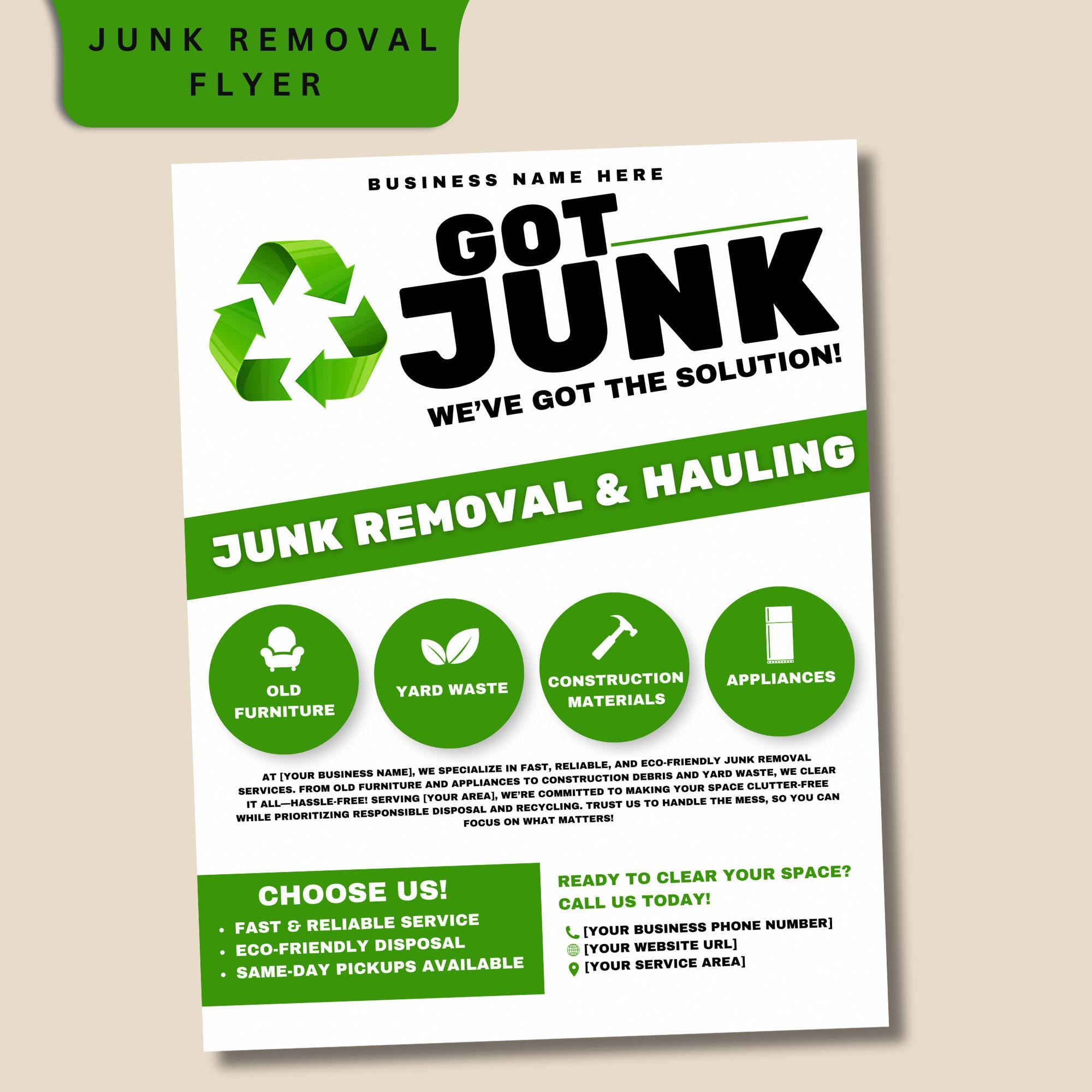 Editable Junk Removal Flyer, Junk Business Flyer, Junk Removal ...