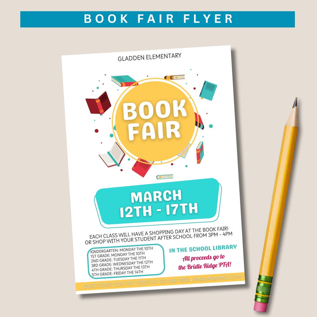 Book Fair Flyer, Bookstore Flyer, School Book Fair Flyer, Book Event ...
