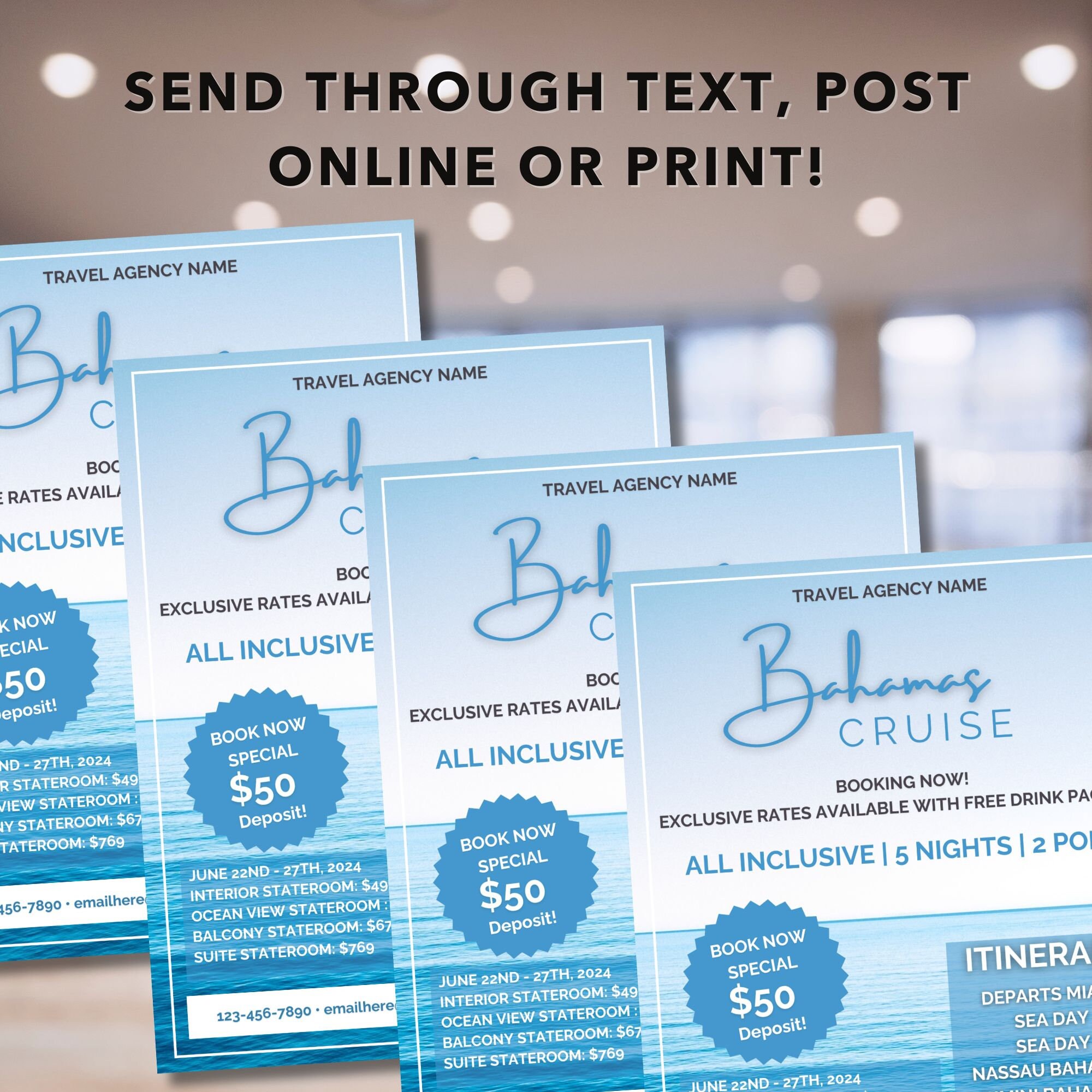 Editable Cruise Vacation Flyer, Travel Agent Flyer, Cruise Ship Flyer ...