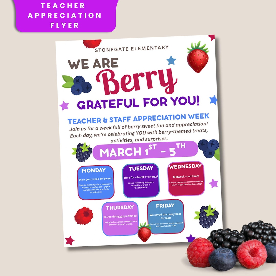Teacher & Staff Appreciation Week Flyer Template | Berrytheme ...