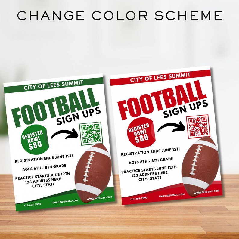 Editable Flyer, Football Flyer, Football Sign up Flyer, Canva Flyer ...