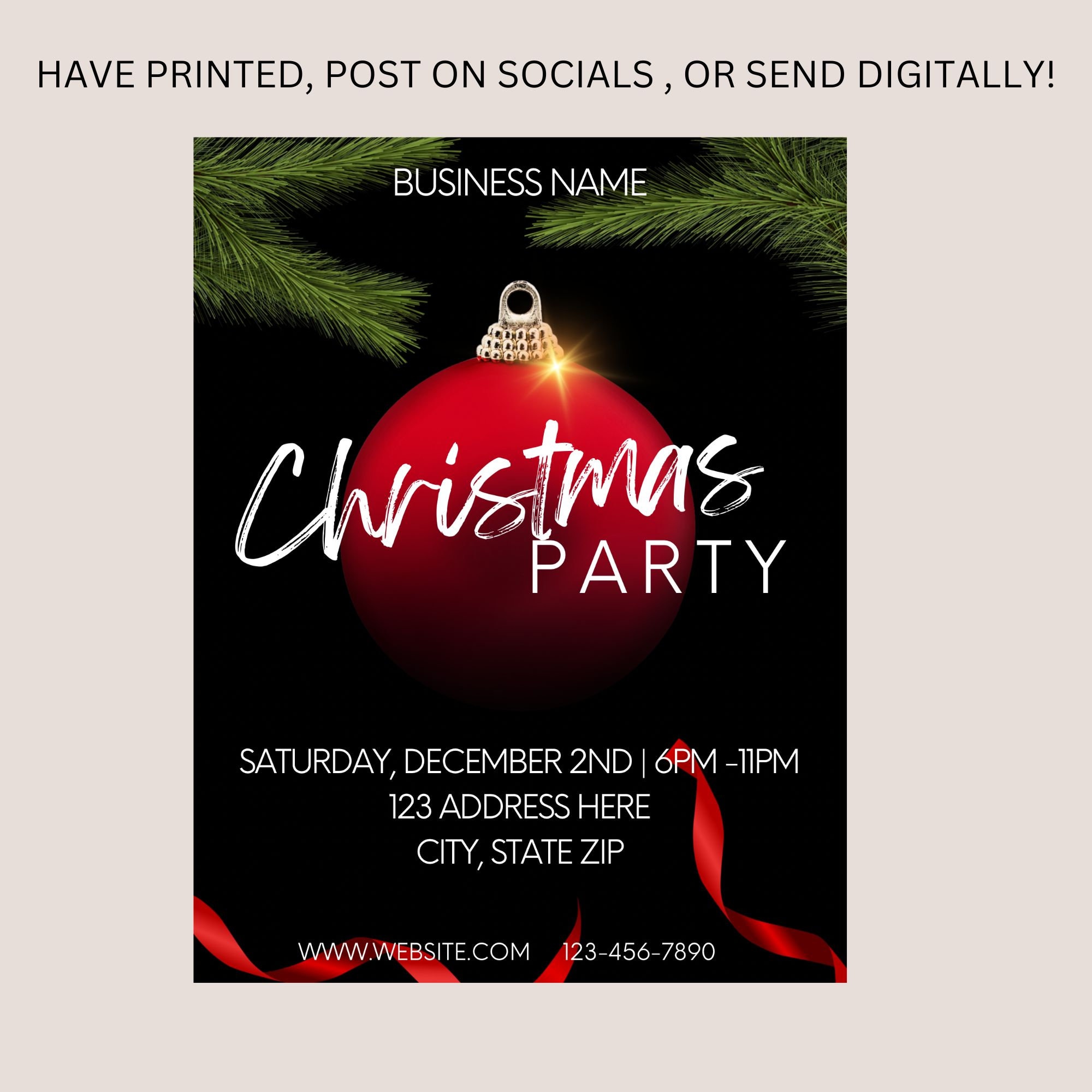 Editable Christmas Party Flyer, Editable Flyer, Business Flyer, Holiday ...