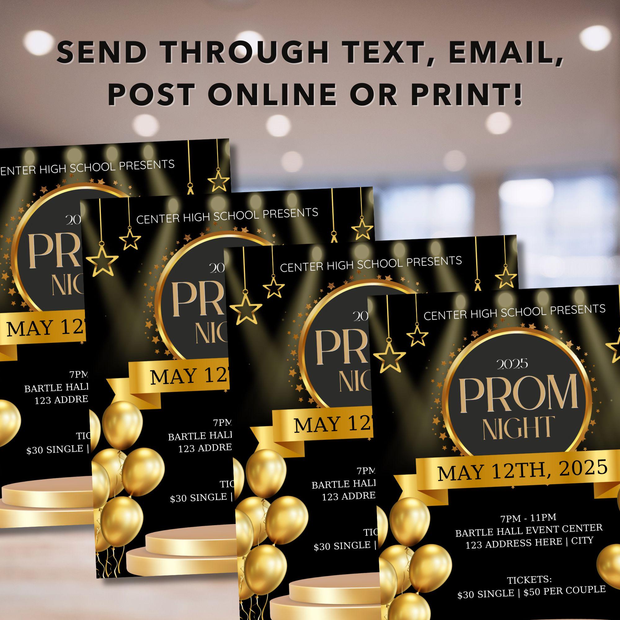 Prom Night Flyer, Flyer Template, Prom Dance Flyer, School Prom Flyer ...