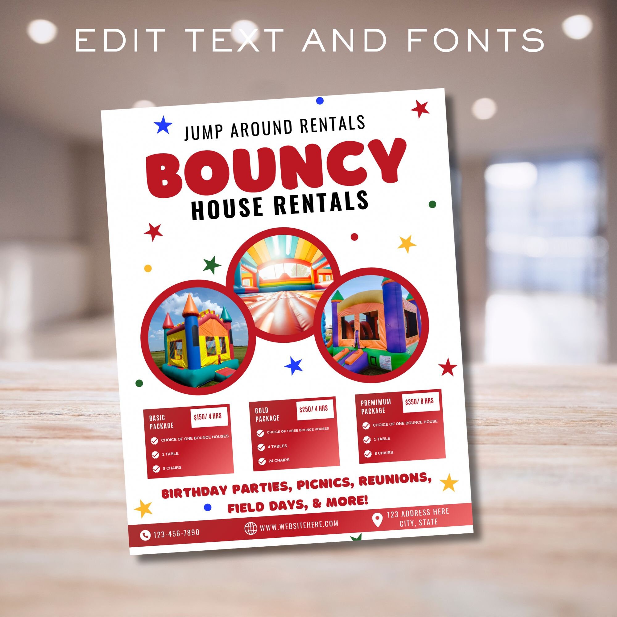 Bouncy House Rental Flyer, Bounce House Flyer, Bouncy House Business ...