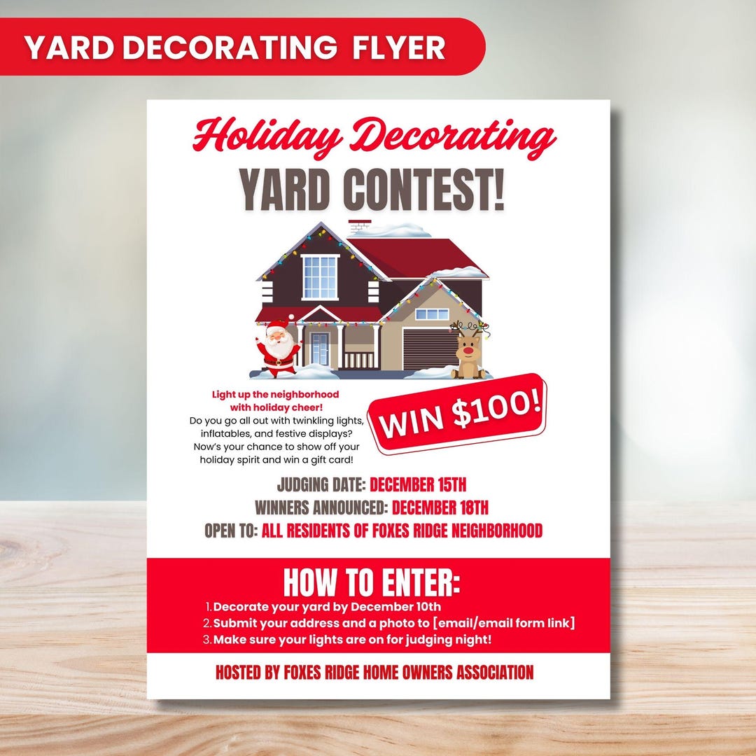 Holiday Yard Decorating Contest Flyer, Yard Contest, Holiday Raffle ...