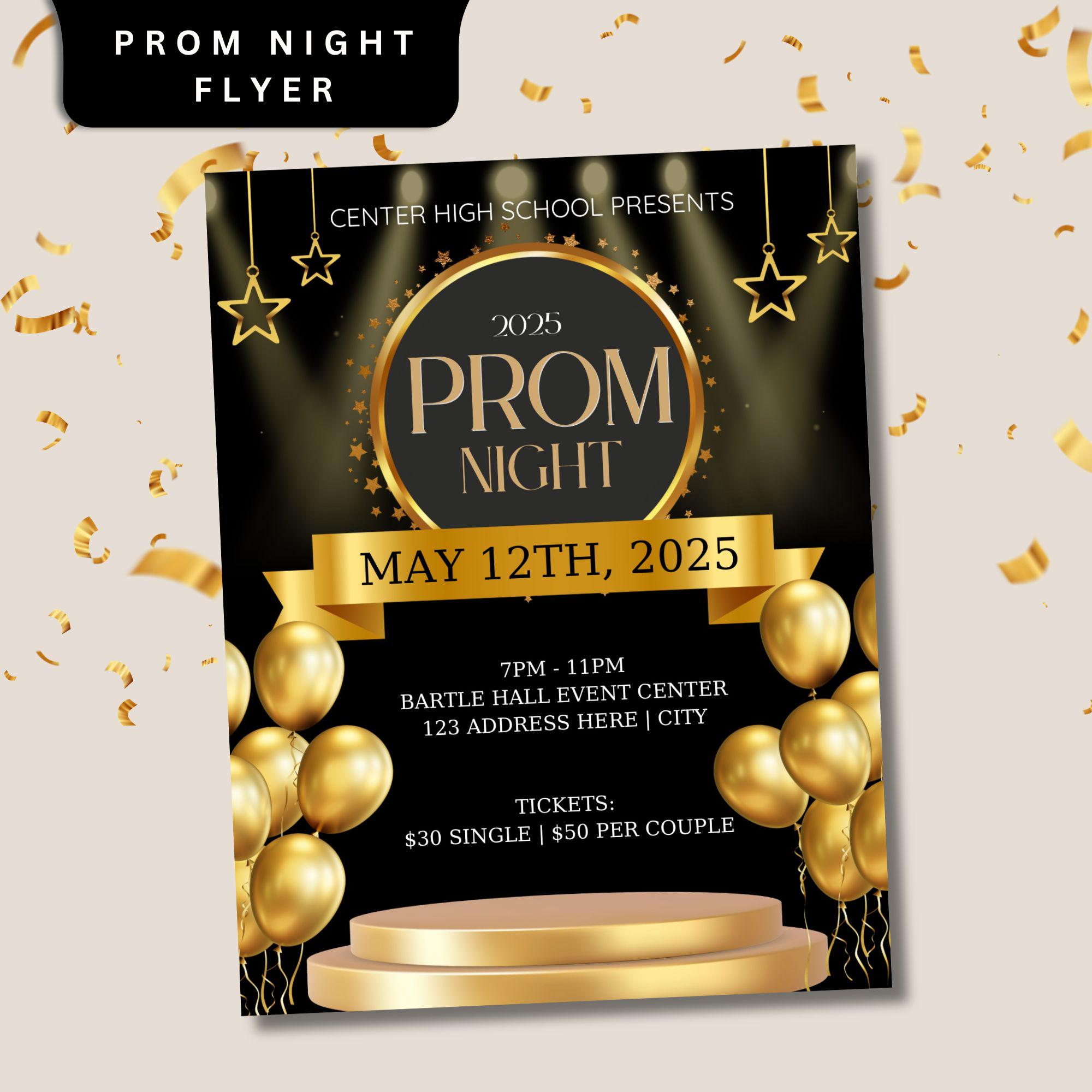 Prom Night Flyer, Flyer Template, Prom Dance Flyer, School Prom Flyer ...