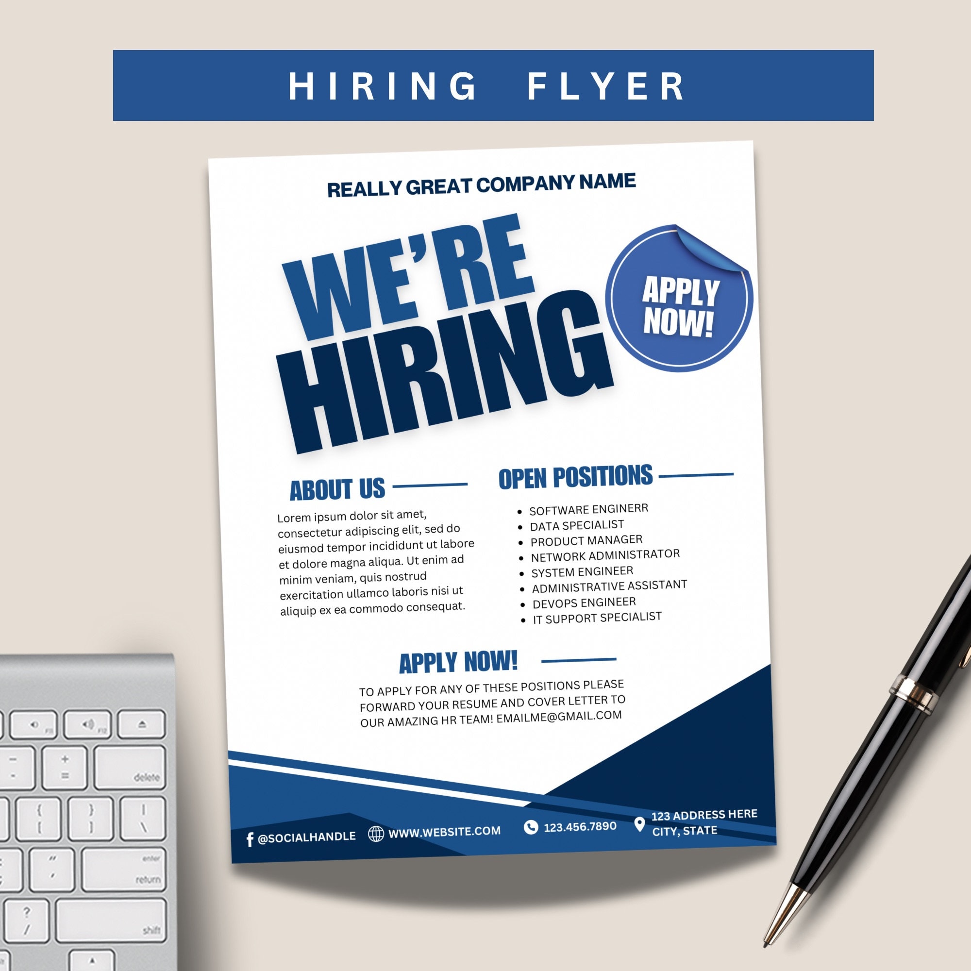 Now Hiring Flyer, Hiring Flyer Template, Company Hiring, Career Fair ...