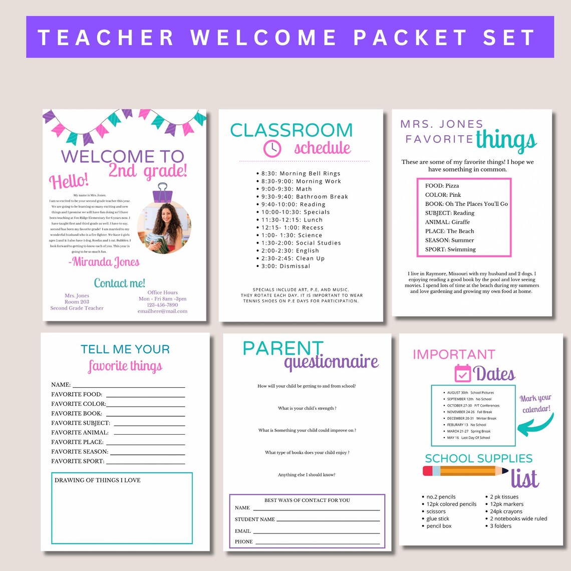 Teacher, Welcome Packet, Teacher Newsletter, Back to School Newsletter ...
