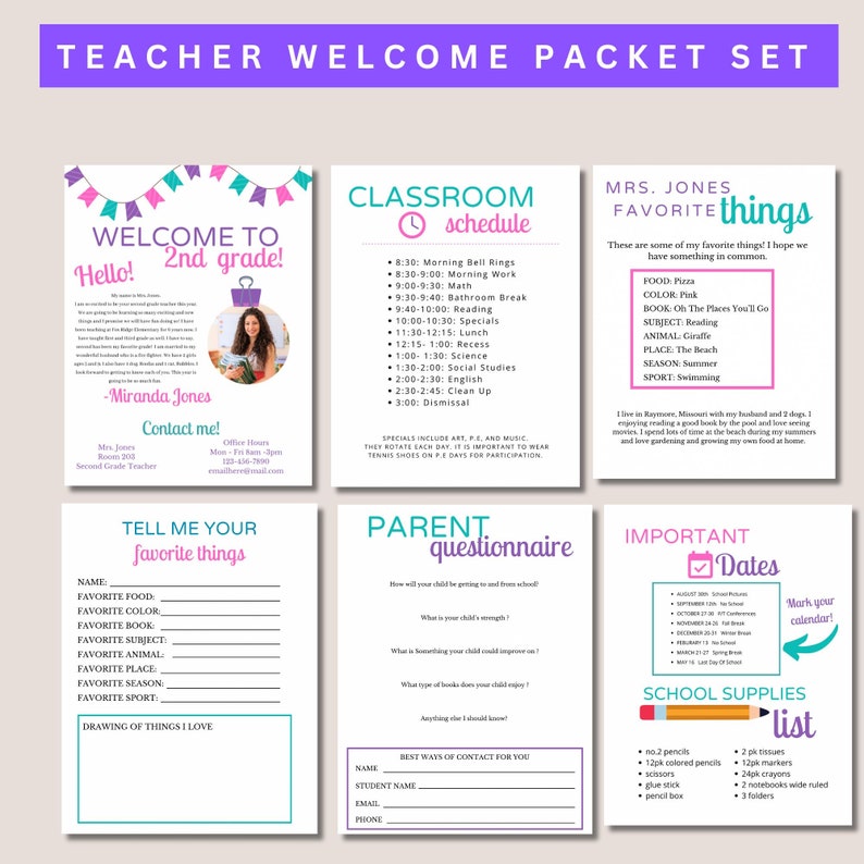 Teacher, Welcome Packet, Teacher Newsletter, Back to School Newsletter ...