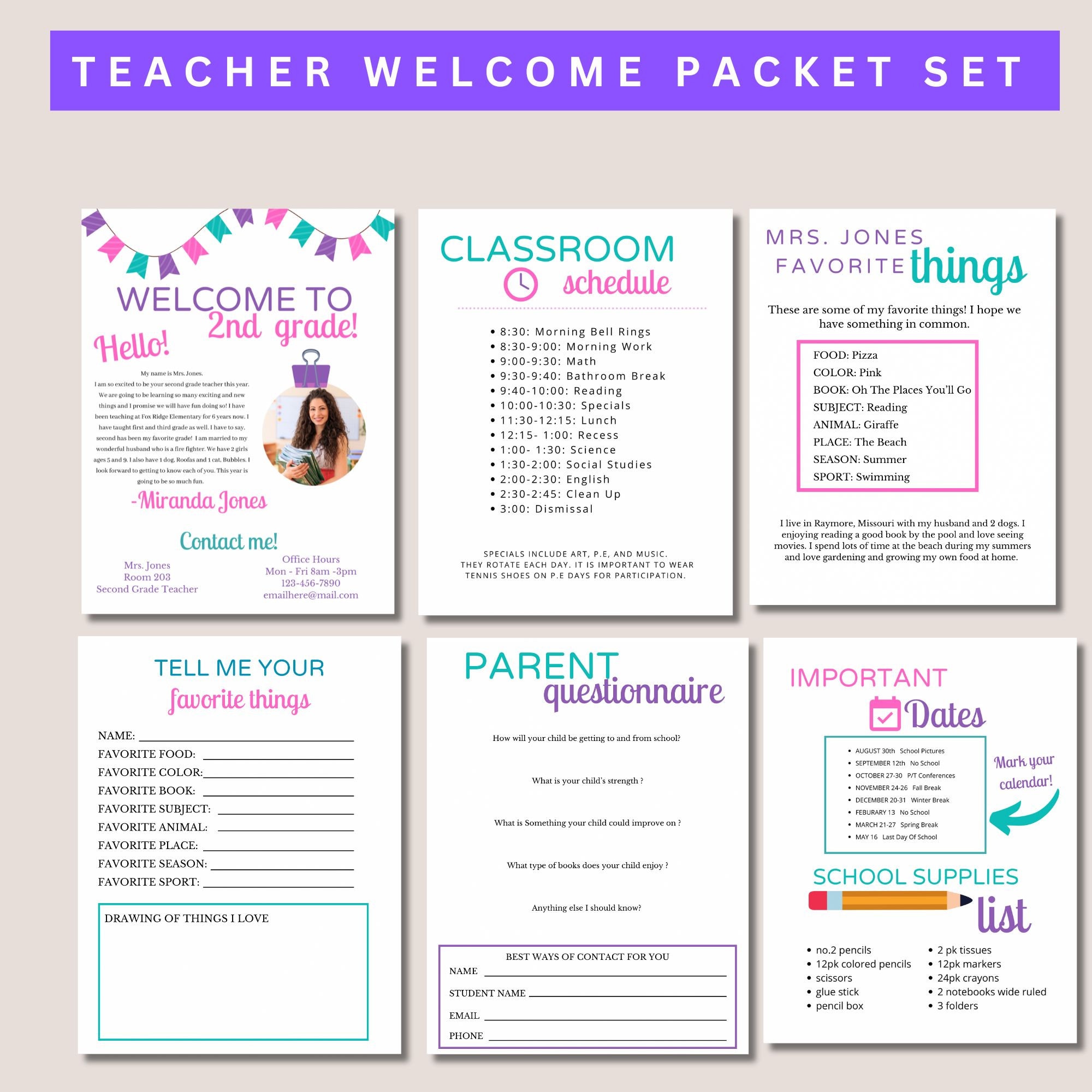 Teacher, Welcome Packet, Teacher Newsletter, Back to School Newsletter ...