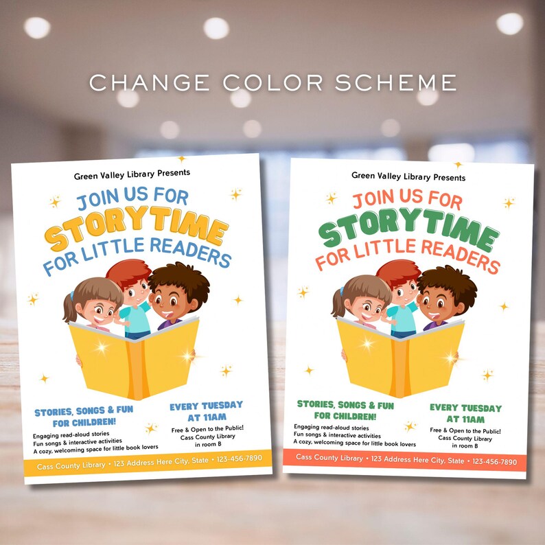 Storytime Flyer, Book Flyer, Book Group Flyer, Library Flyer, Kids ...
