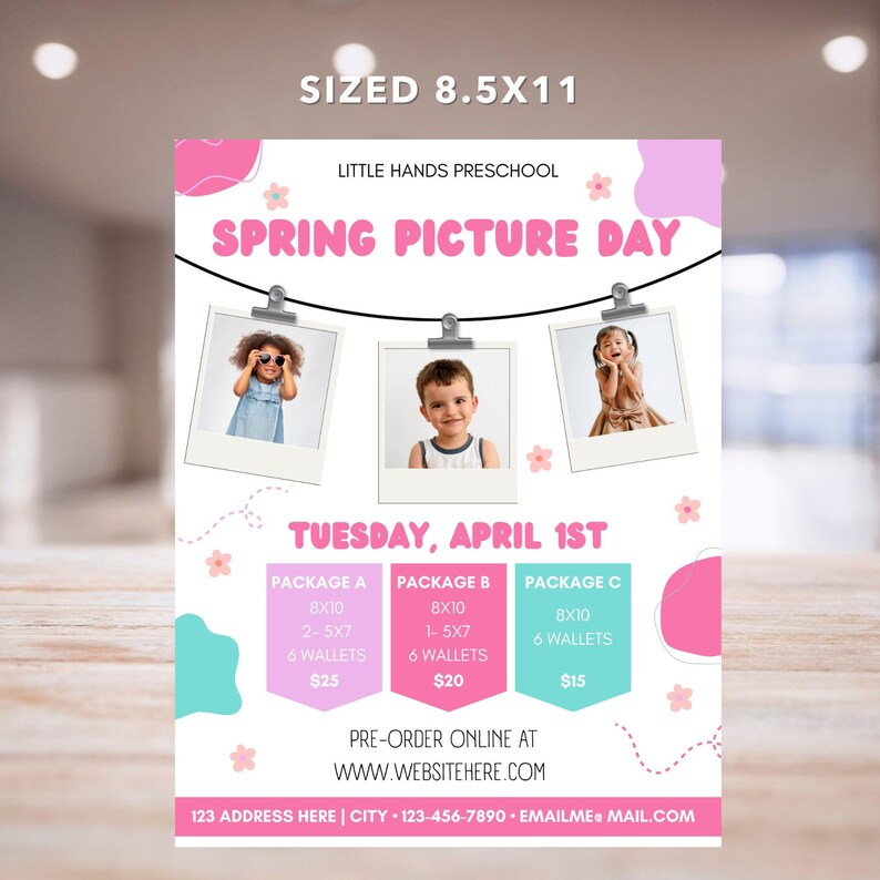 Editable Spring Picture Day Flyer, School Pictures Flyer, School ...