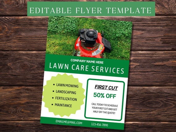 Editable Lawn Service Flyer Editable Flyer Lawn Mowing - Etsy