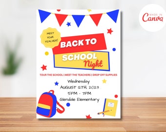 Back to School Night Flyer, Editable Back to School Night Template ...