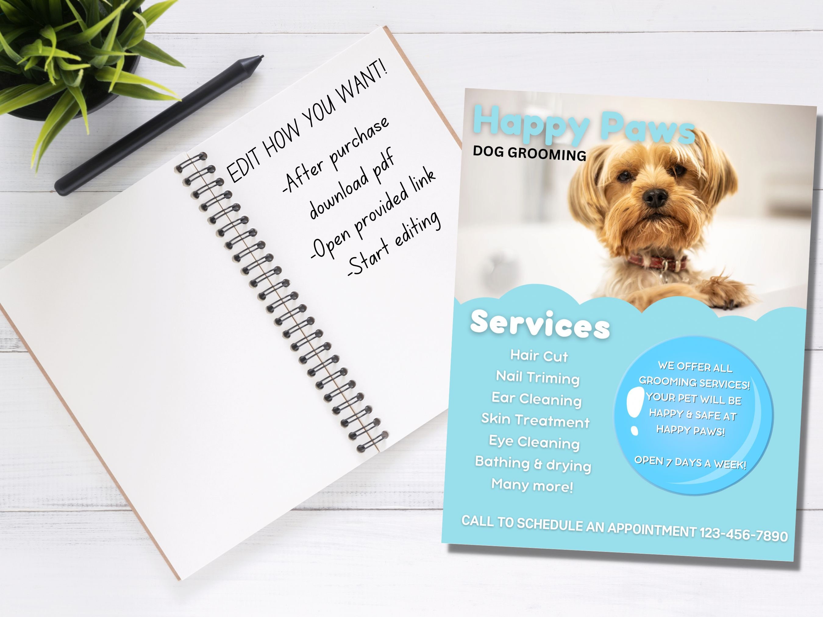 EDITABLE Dog Grooming Flyer, Dog Grooming Advertisement, Grooming ...