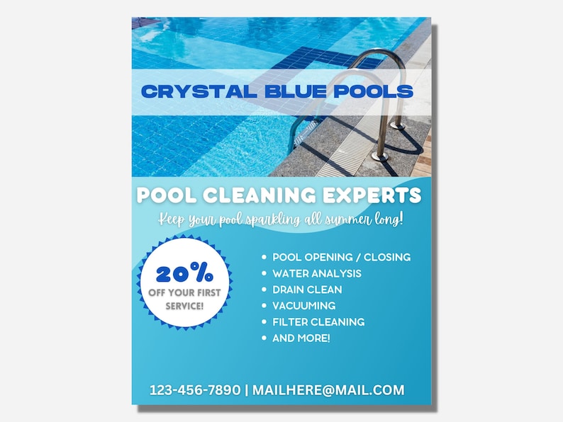 Editable Pool Cleaning Service Flyer, Pool Business Flyover, Flyer ...