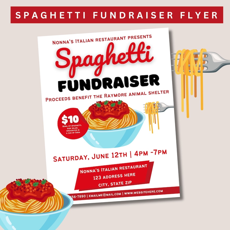 SPAGHETTI Fundraiser Flyer, Spaghetti Sale, Spaghetti Flyer, Fundraiser ...