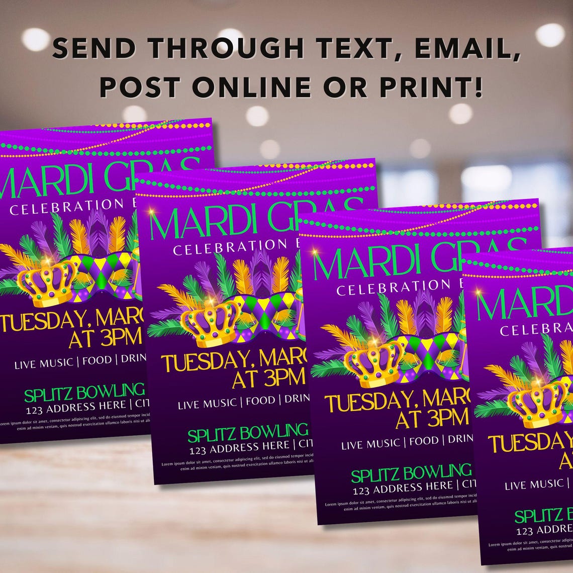 Mardi Gras Flyer, Mardi Gras Party Flyer, Fat Tuesday Flyer, Mardi Gras ...