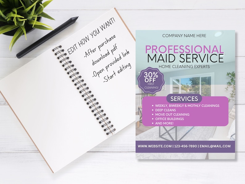 Editable Cleaning Service Flyer, Housekeeping Service Flyer, Maid ...