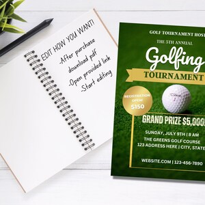 Editable Golf Tournament Flyer, Golf Flyer, Gold Lessons Flyer, Golf ...