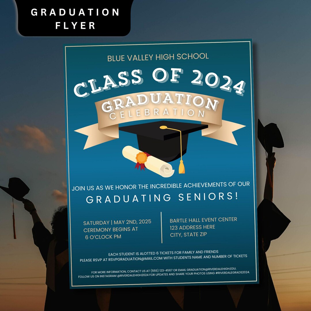 Editable Graduation Flyer, School Graduation Flyer, Grad Flyer ...