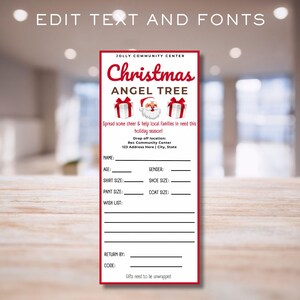 Christmas Angel Tree Tag Template, Giving Tree Tags, Christmas Tag ...