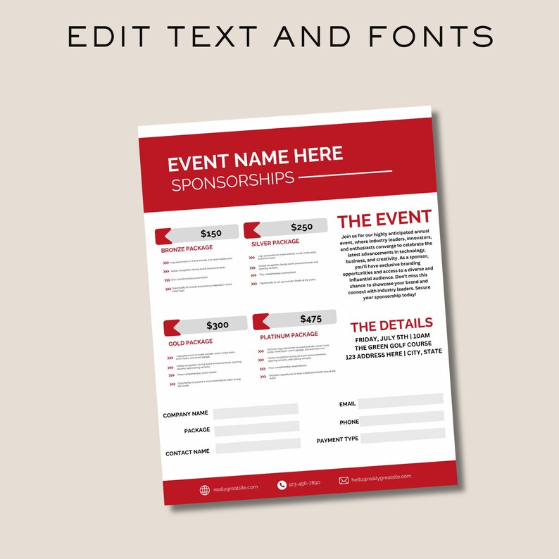 Editable Sponsorship Sign up Sheet, Sponsorship Flyer, Flyer Template ...