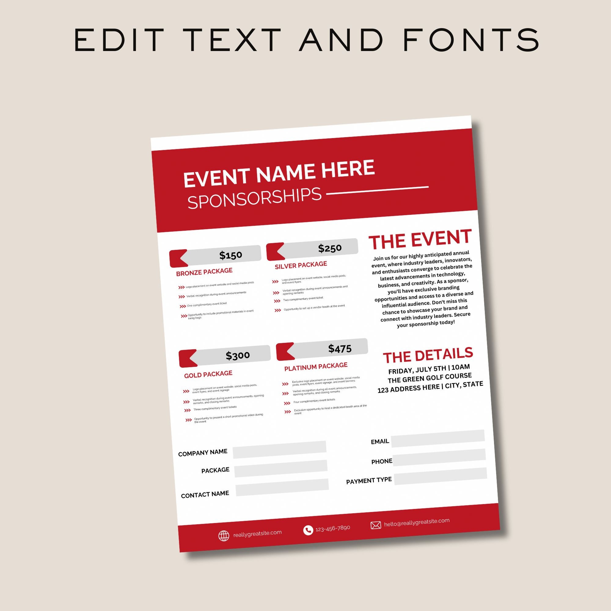 Editable Sponsorship Sign up Sheet, Sponsorship Flyer, Flyer Template ...