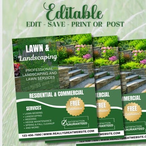 Landscaping Flyer, Lawn Care Flyer, Lawn Flyer Template, Landscaping ...