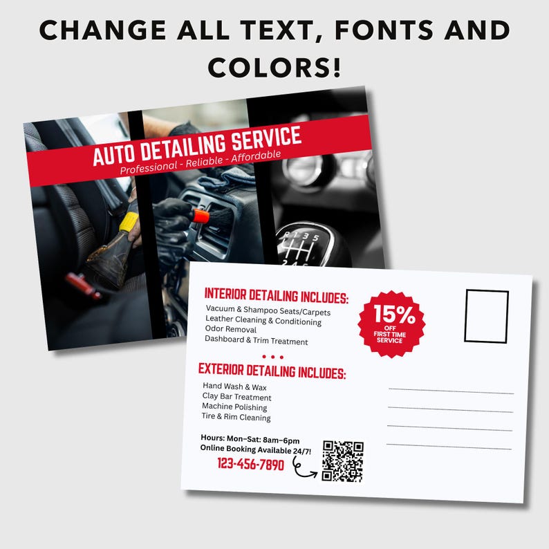 Auto Detailing Postcard Template 6x4 | Editable Canva Template | Car ...