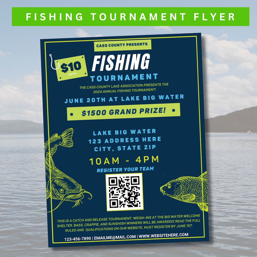 Fishing Tournament Flyer Template, Fishing Flyer, Fishing Event Flyer ...