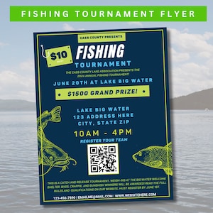 Fishing Tournament Flyer Template, Fishing Flyer, Fishing Event Flyer ...