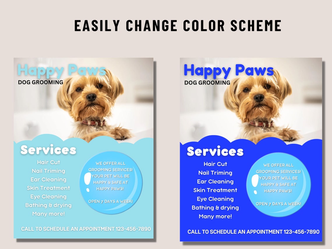 EDITABLE Dog Grooming Flyer, Dog Grooming Advertisement, Grooming ...