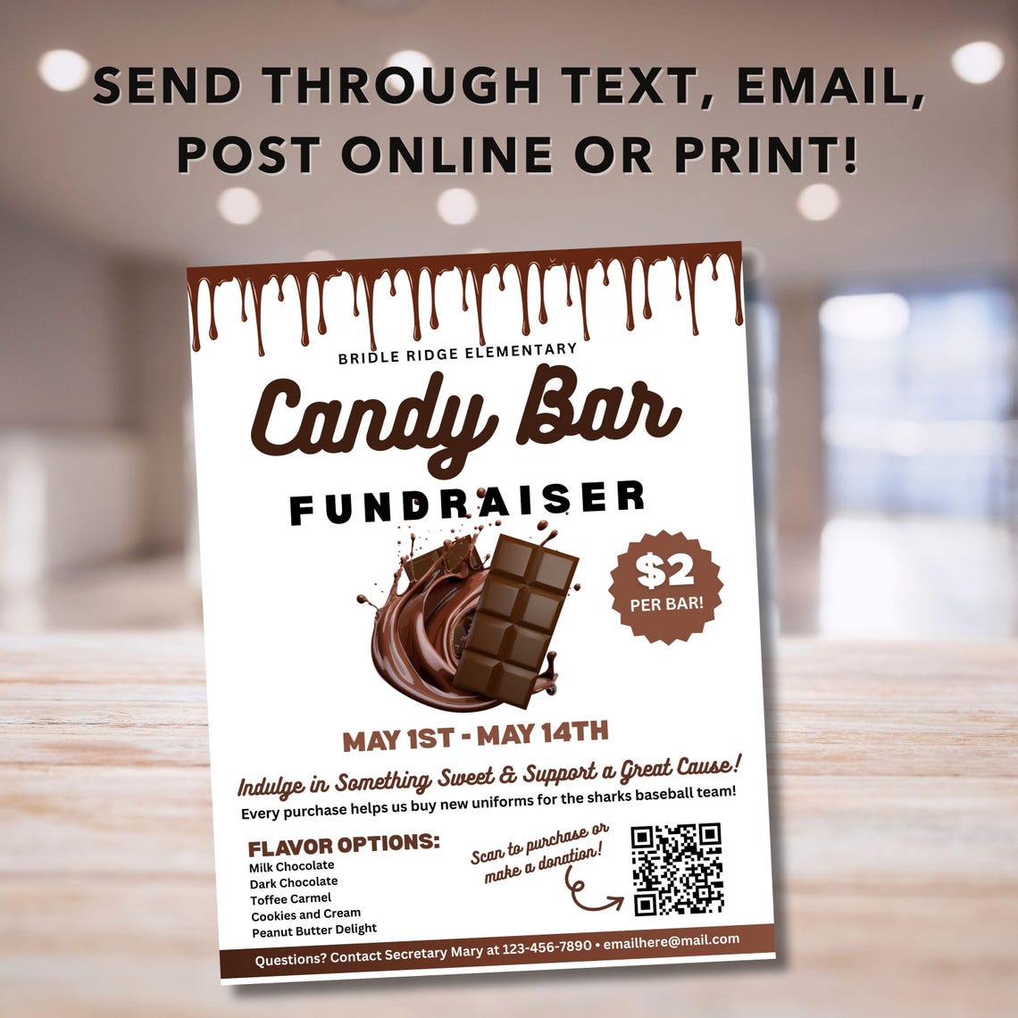Candy Bar Fundraiser Flyer, Chocolate Bar Fundraiser Flyer, School ...