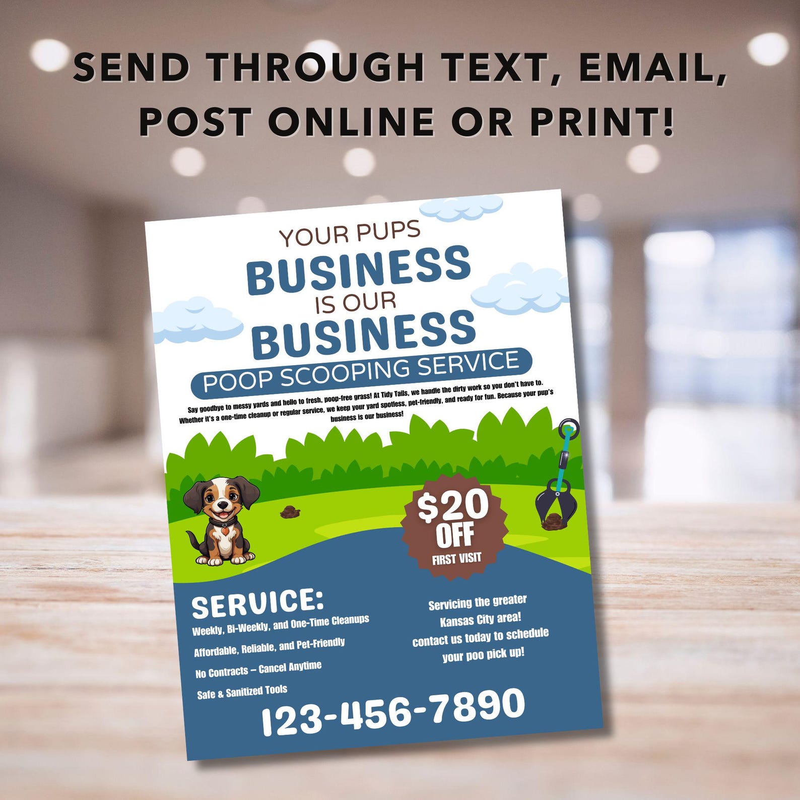 Poop Scooping Service Flyer, Poop Scooper Flyer, Poo Clean up Flyer ...