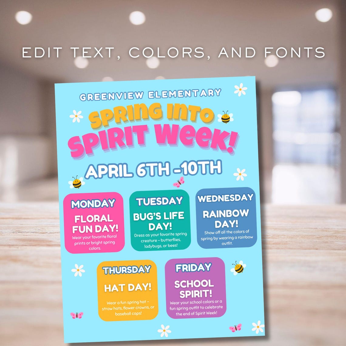 Spring Spirit Week Flyer, Teacher Appreciation Flyer, School Flyer ...