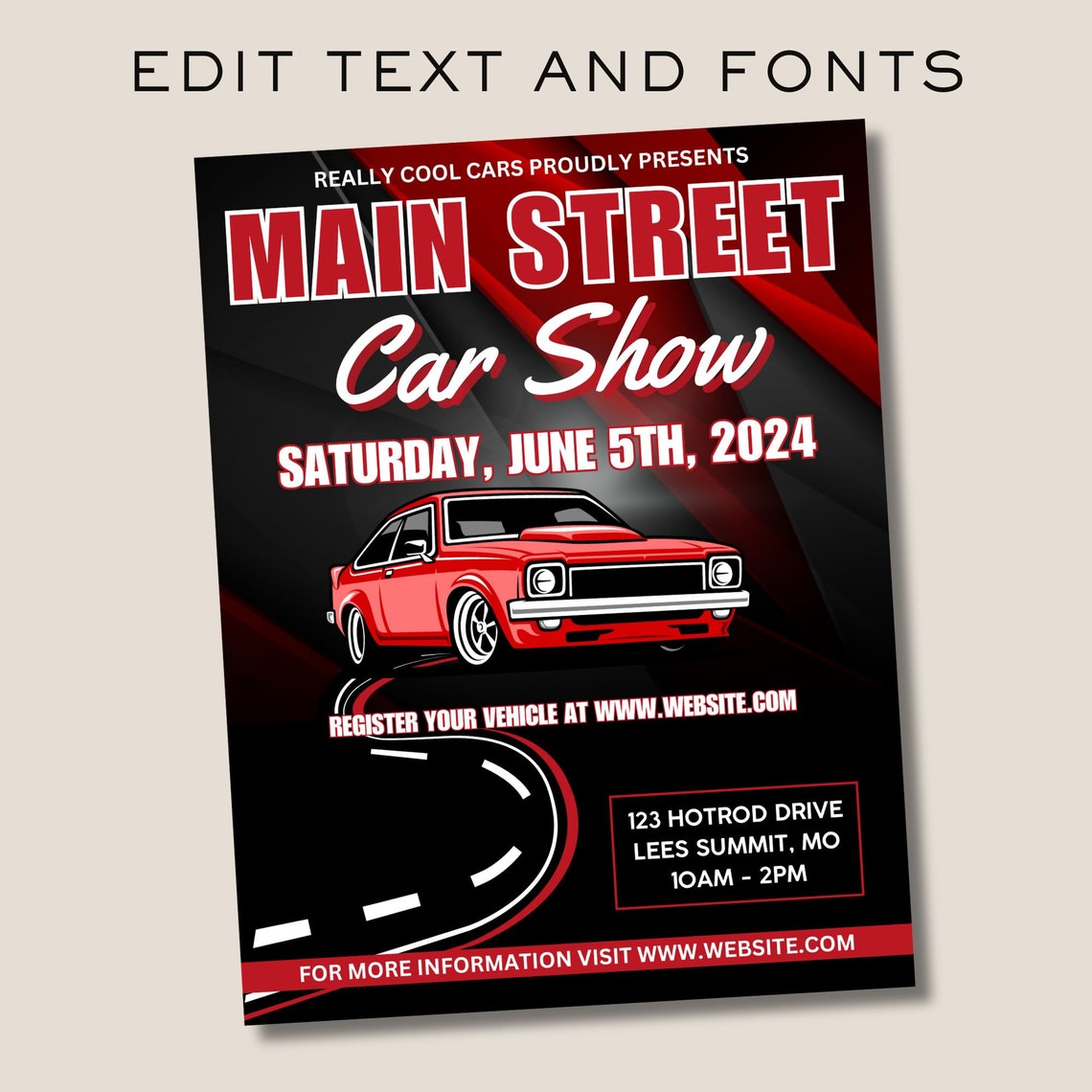 Car Show Flyer, Classic Car Show Flyer, Flyer Template, Car Show ...