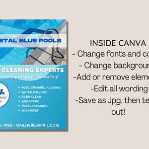 Editable Pool Cleaning Service Flyer, Pool Business Flyover, Flyer ...