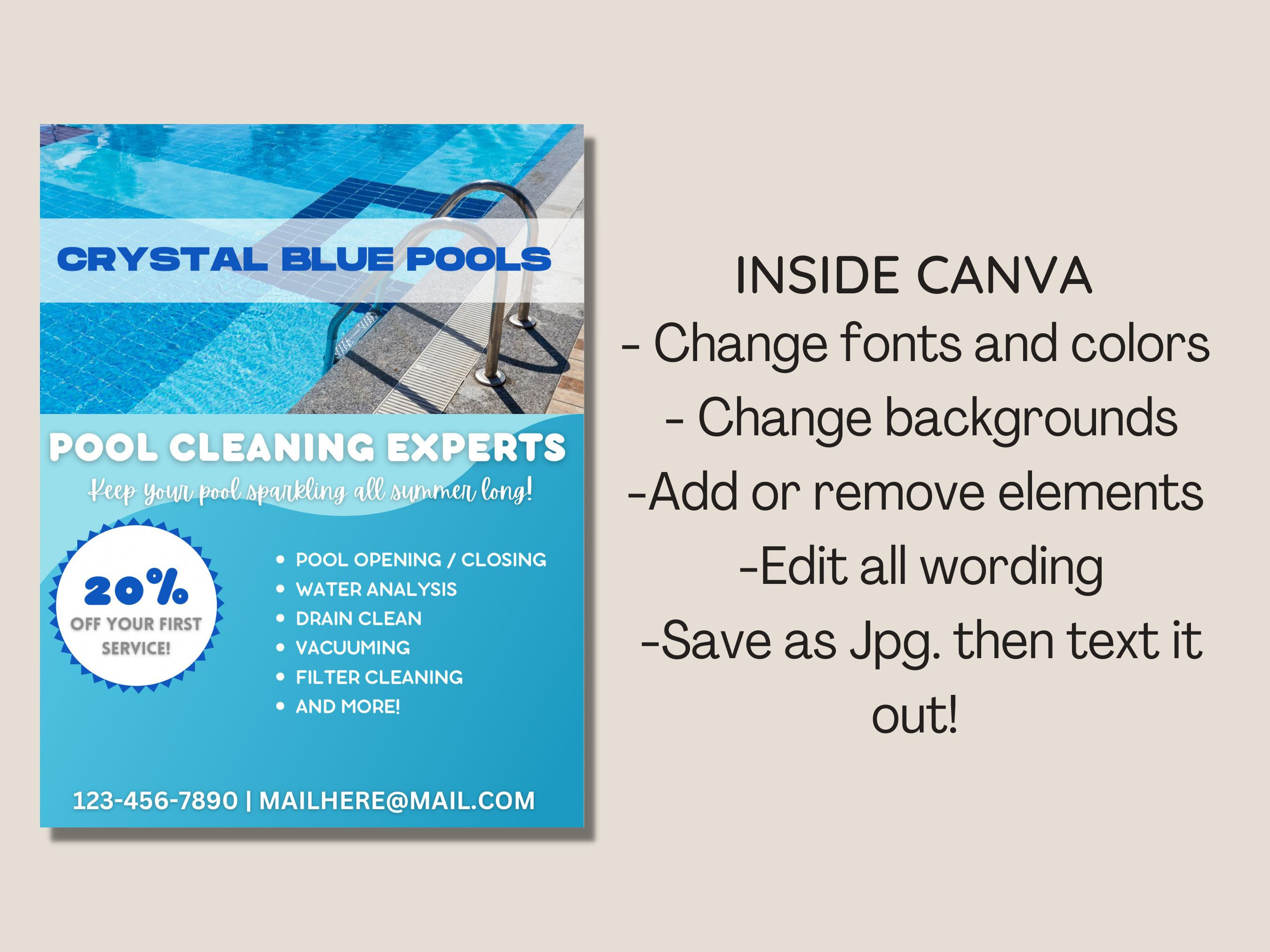 Editable Pool Cleaning Service Flyer, Pool Business Flyover, Flyer ...