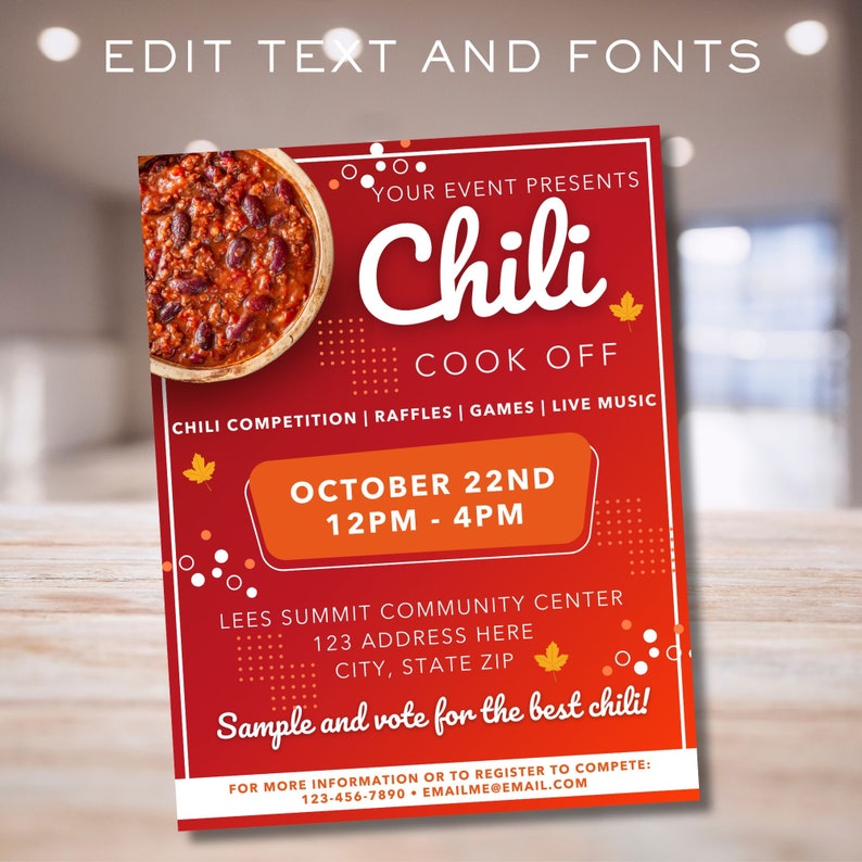 Chili Cook off Flyer, Chili Competition, Chili Theme Flyer, Event Flyer ...